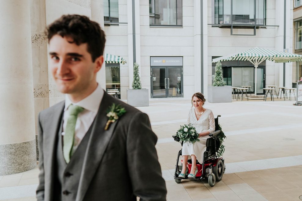 A Disabled Bride with a First Look, Geometric + Botanical Inspired ...