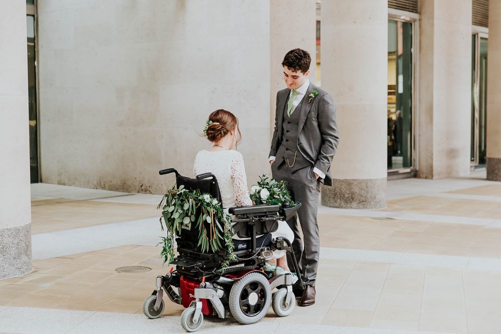A Disabled Bride with a First Look, Geometric + Botanical Inspired ...
