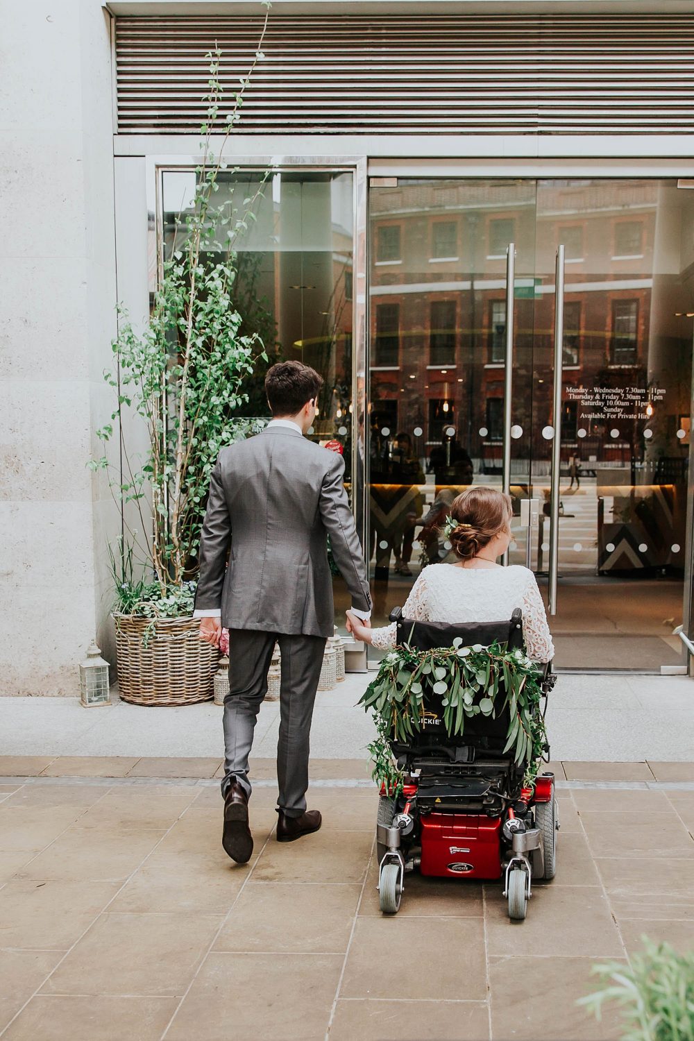 A Disabled Bride with a First Look, Geometric + Botanical Inspired ...