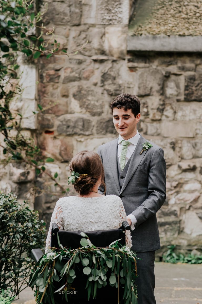A Disabled Bride with a First Look, Geometric + Botanical Inspired ...