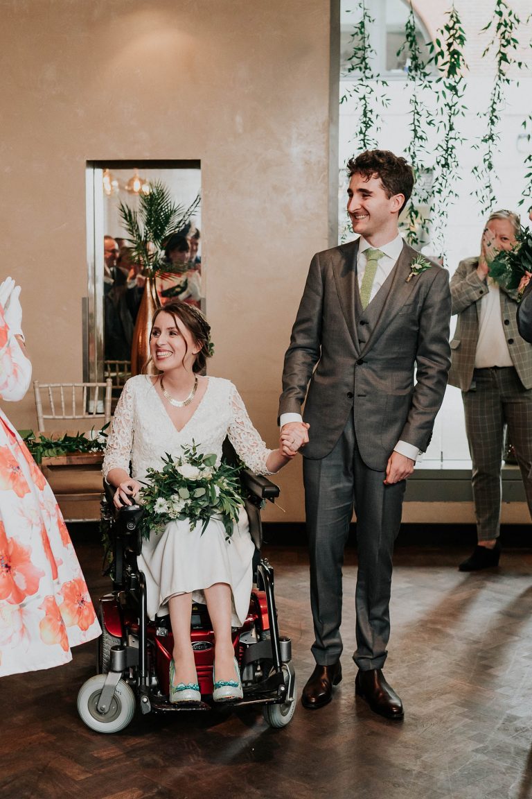 A Disabled Bride with a First Look, Geometric + Botanical Inspired ...