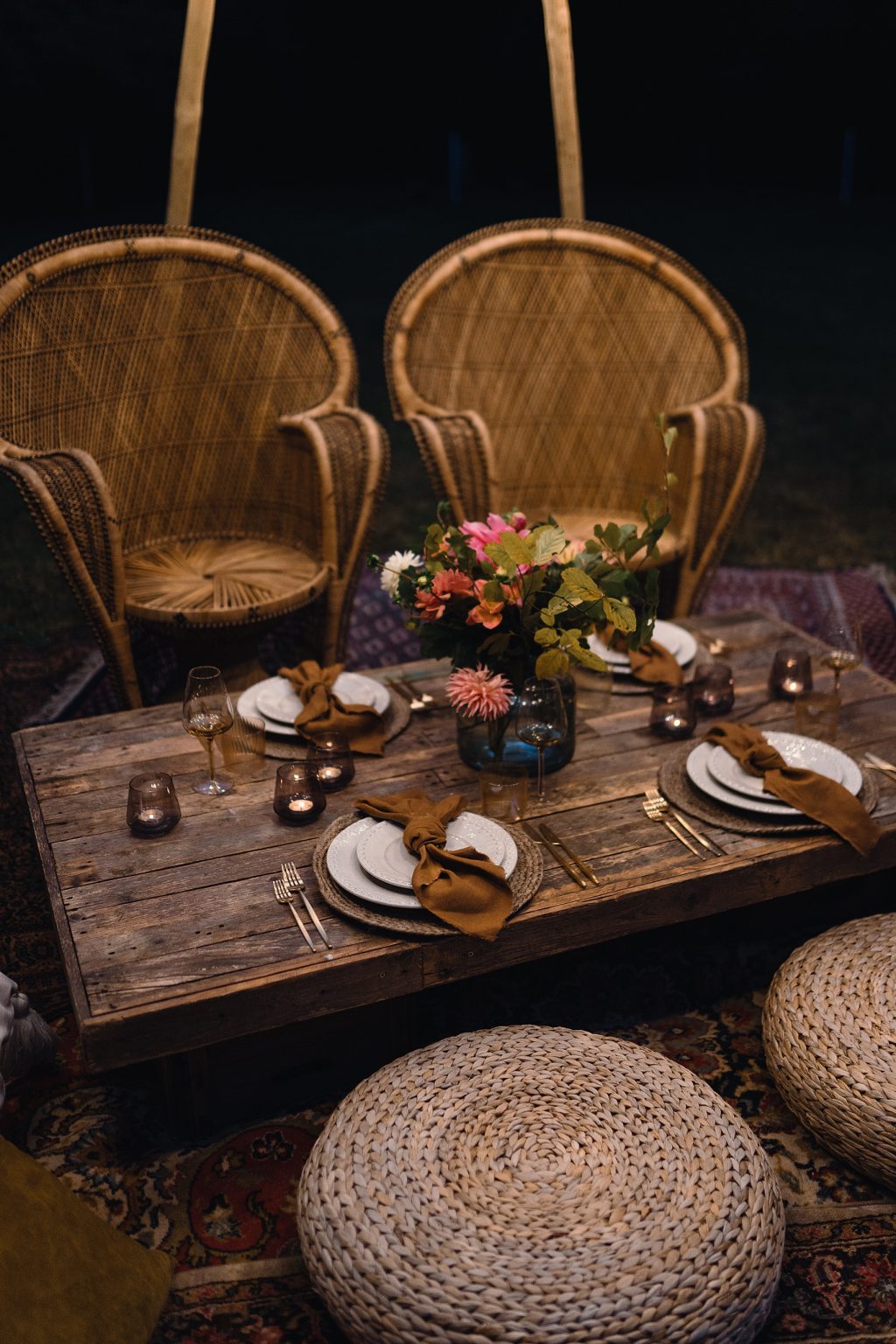 Magical Outdoor Autumn Wedding Vibes With Hanging Rattan Shades & Table ...