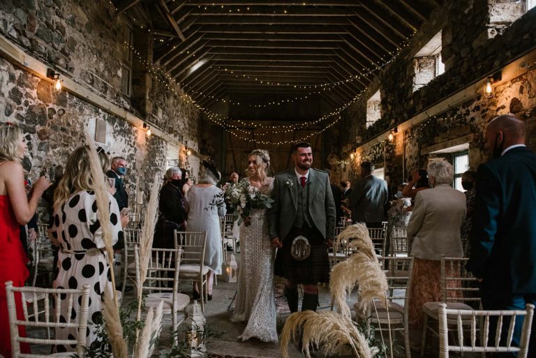 A Pratis Barn Wedding With Peacock Chairs, Floral Hoops + Boho Deco for ...