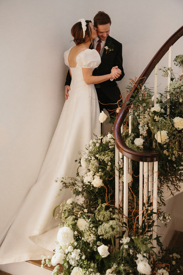 A Puff Sleeved Sassi Holford Wedding Dress, Aswarby Rectory