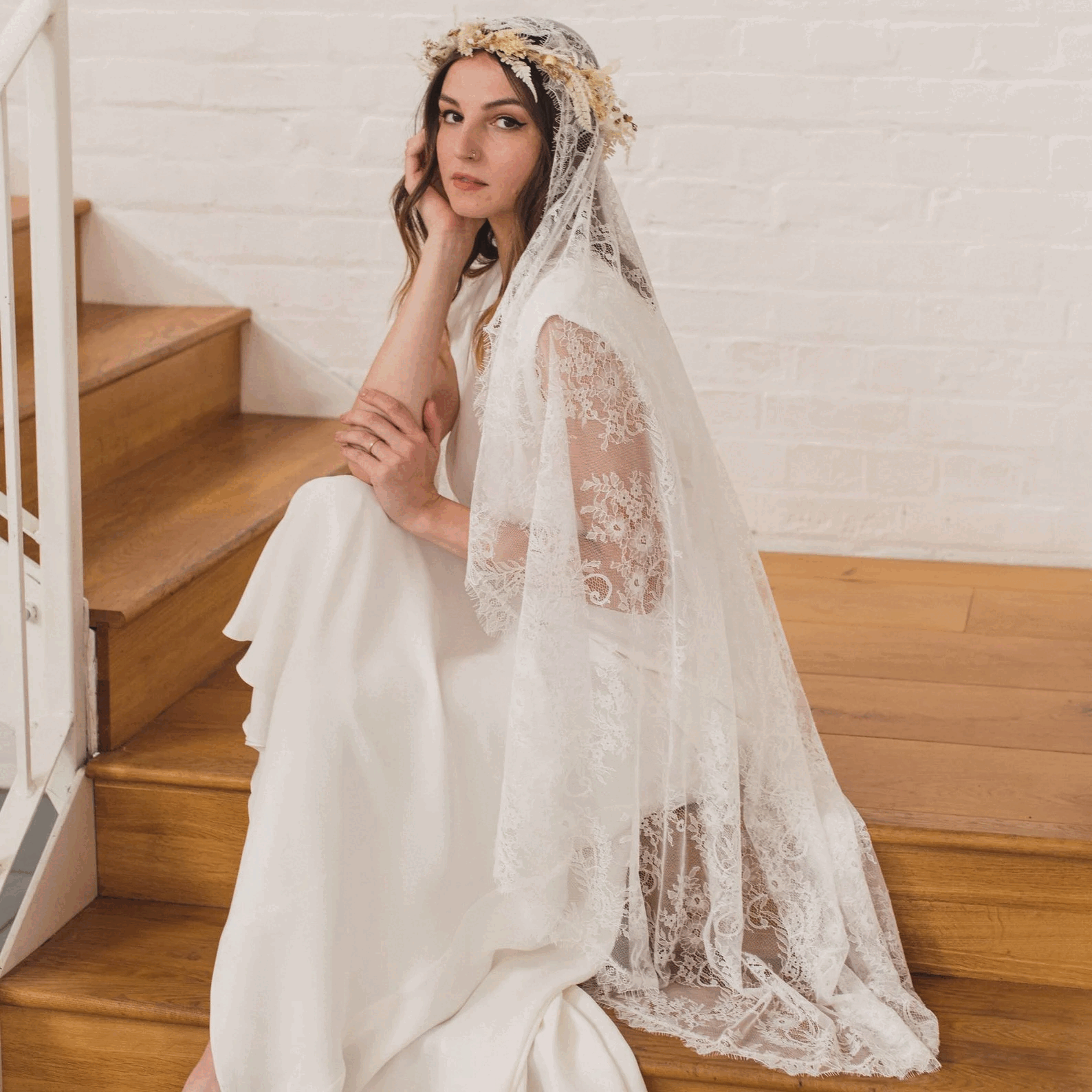 Soft French Lace Mantilla Veil | Blossom & Bluebird