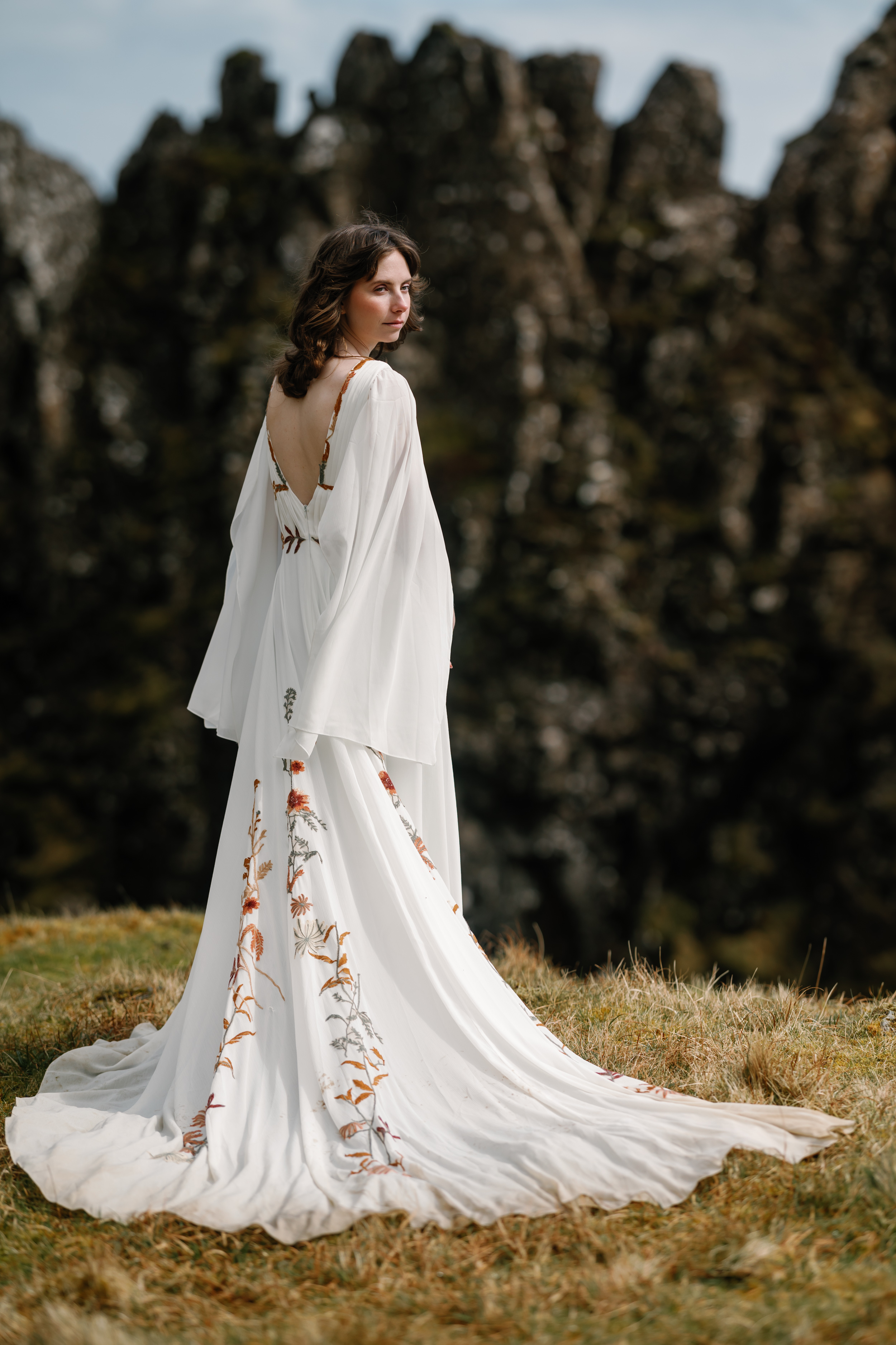 Floral Dress Isle of Skye Elopement at The Quiraing